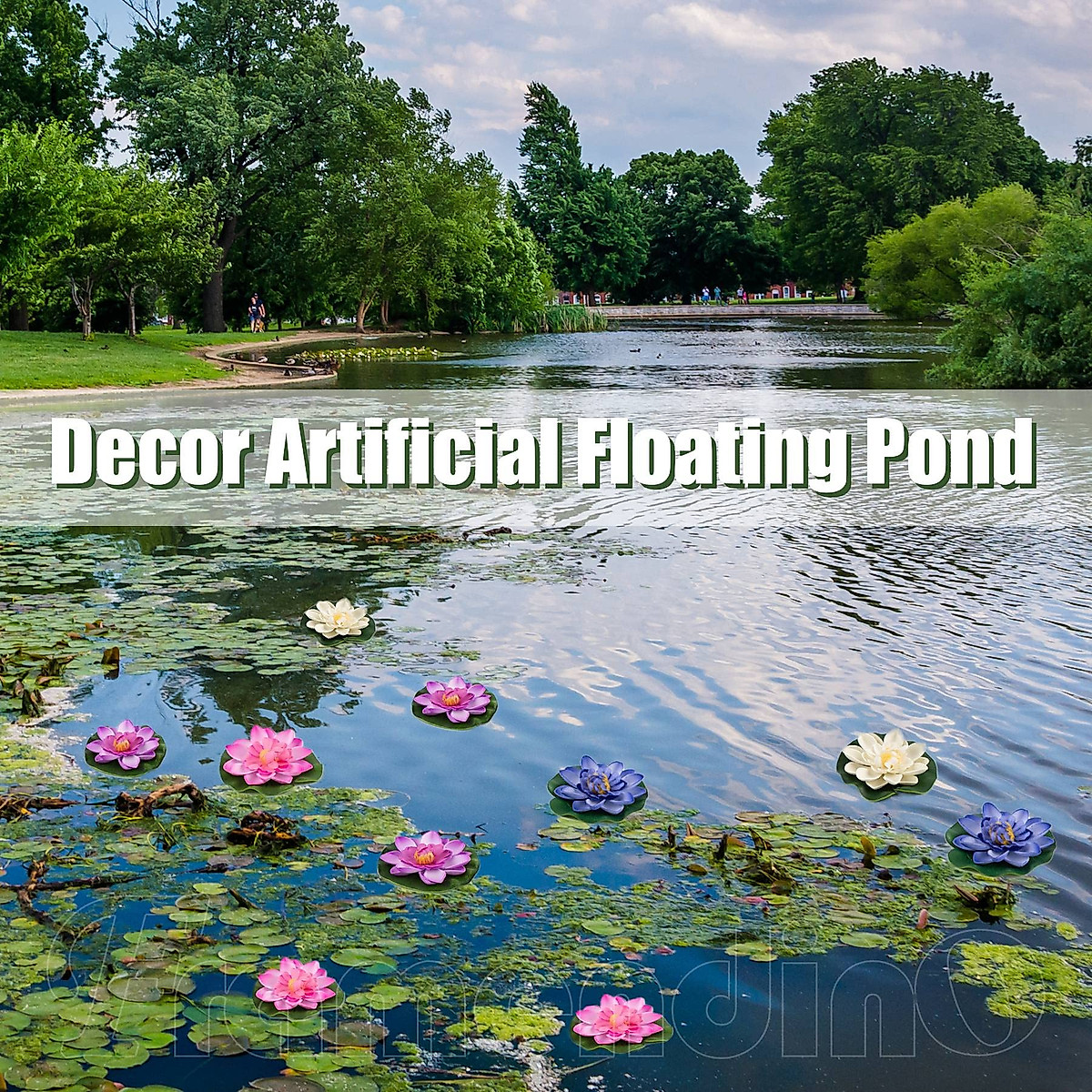 Framendino, 7 Pack Artificial Floating Foam Lotus Flower Water Lily Pads for Home Garden Pond Decoration