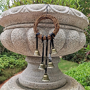 Witch Bells for Door Knob Protection, Witch Bell Garland Witchcraft Supplies, Sorceress Herb Bell Wreath, Magic Wicca Charm Wind Chimes Gift for Home Garden Courtyard Decor & Protection(Ribbon)