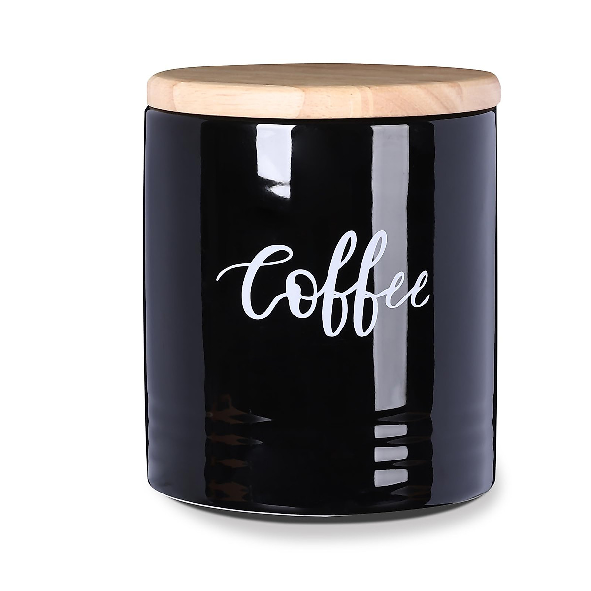 LEETOYI Porcelain Food Storage Containers with Lid, 4.5 Inch 31oz, Black Labeled Coffee