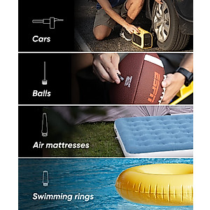 OlarHike AC/DC Tire Inflator, Portable Electric Air Compressor for Car(DC 12V) and Home(AC 110V), Tire Pump with Pressure Gauge, LCD Display and Adapters, Air Pump for Cars, Bikes, Basketballs