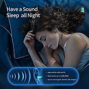𝟑𝟖𝐝𝐁 Ultra Soft Ear Plug for Sleeping, 120 PCs High Noise Cancelling Earplug with Aluminum Case, Industrial-Grade Hearing Protection Earplug for Snoring/Working/Studying/Side Sleeper, Slow Rebound