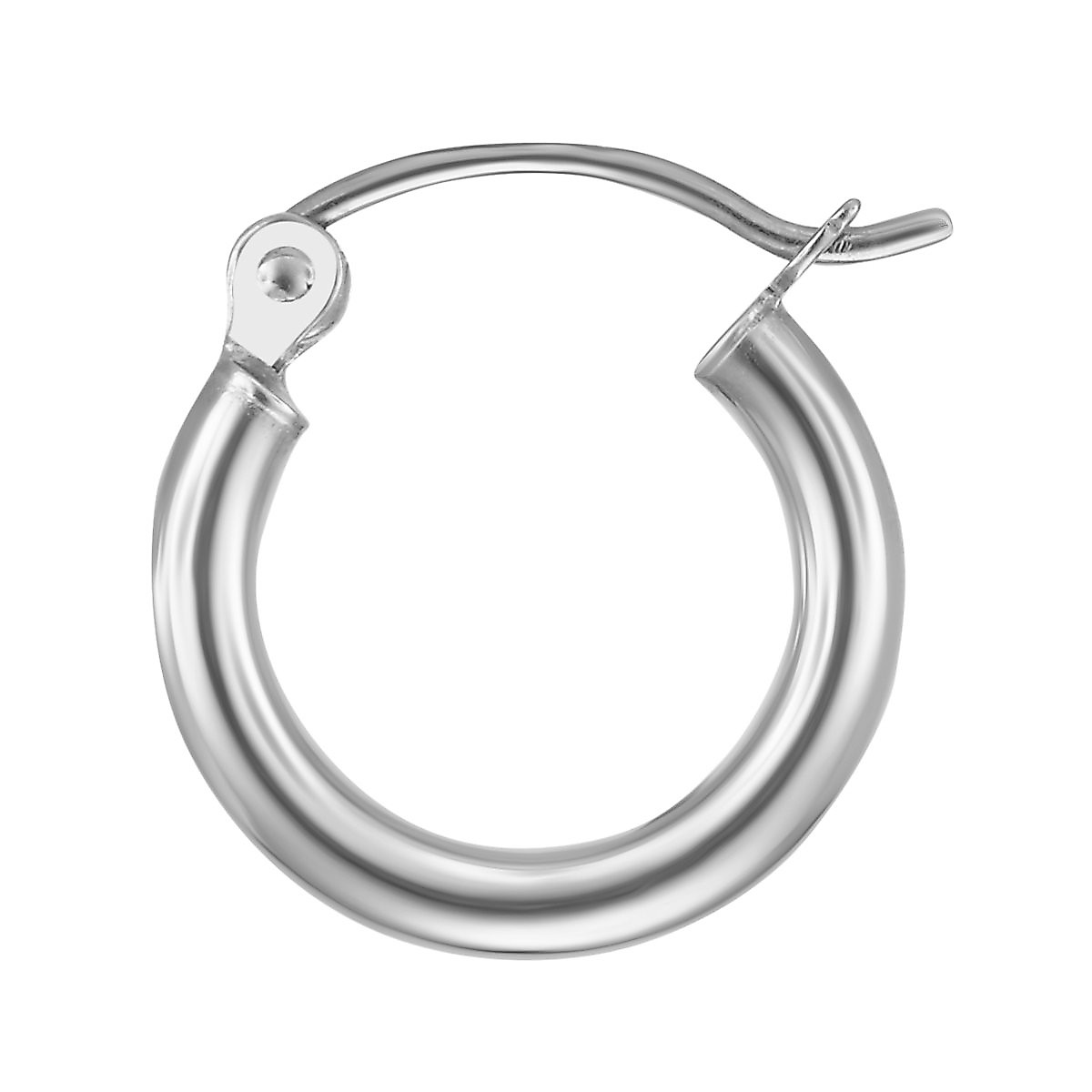 14k REAL White Gold 2mm Thickness Hinged Hoop Earrings (13 x 13 mm)