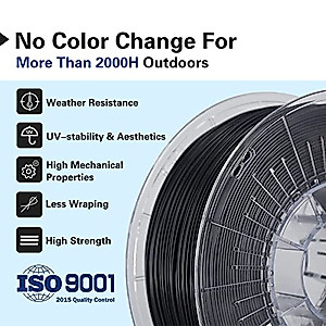 YXPOLYER ASA Filament 1.75mm, Heat Resistant Weather Resistant ASA 3D Printer Filament, Ideal for Printing Outdoor Functional Mechanical Parts, 1kg Spool, Black ASA Filament