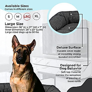 Bowsers Crescent Bed for Dogs - Reversible Dog Bed with Tufted Cushion and Open Front - Hypoallergenic Dog Bed Lounger with High Memory Polyester Fiber and Upholstery Grade Fabric - Storm, Large Size