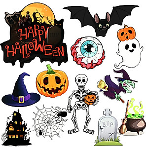 12 Pcs Halloween Magnet Fridge Car Magnets Pumpkin Ghost Refrigerator Decoration Stickers Garage Door Magnets Halloween Holiday Waterproof Magnetic Decals for Locker Home (Fresh Style)