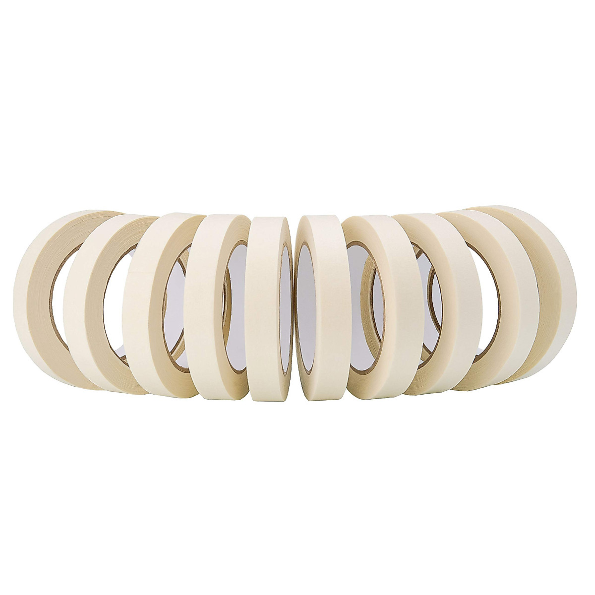 Lichamp Masking Tape 10 Pack General Purpose Beige White Color, 0.75 inch x 55 Yards x 10 Rolls (550 Total Yards), for Painting, Home, Office, School Stationery, Arts, Crafts etc. (3004)