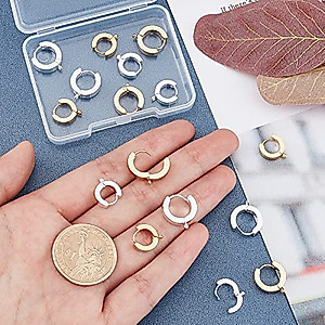 arricraft 16 Pcs 2 Colors Huggie Hoop Earrings Findings, Stainless Steel Leverback Earwires Findings with Open Loop Rings Earrings Components for DIY Earrings Jewelry Making
