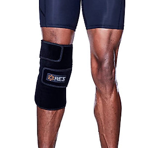 RE3 Ice Compression Pack for Knee, Arm & Leg - Powerful & Effective Cold Compression Cryotherapy Wrap for Chronic Pain, Knee Replacement, Tendinitis, Arthritis of the Knee, Sports Injury, Swelling, Ice Core Blankets - Black, One Size
