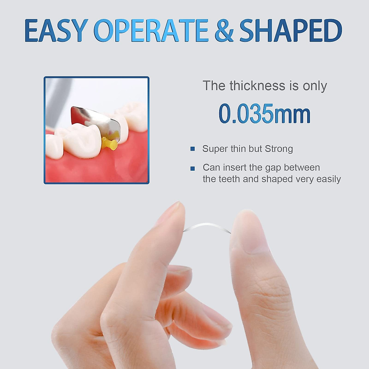 100Pcs Dental Sectional Contoured Matrices Matrix Bands 35 μm with 2 Rings Orthodontic Supplies