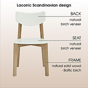 DAIVA CASA Wooden Chair Set of 2 - Vega - Chair with Wooden Seat and Back, Brown - Modern Scandinavian Furniture for Kitchen, Dining Room, Living Room, and More
