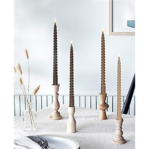 LPUSA Brown Tall Taper Candles Spiral Candle Sticks,Unscented Pastel Candle for Holiday,Wedding and Home Decoration,10inch,12 Pack(E-Gradient Brown)