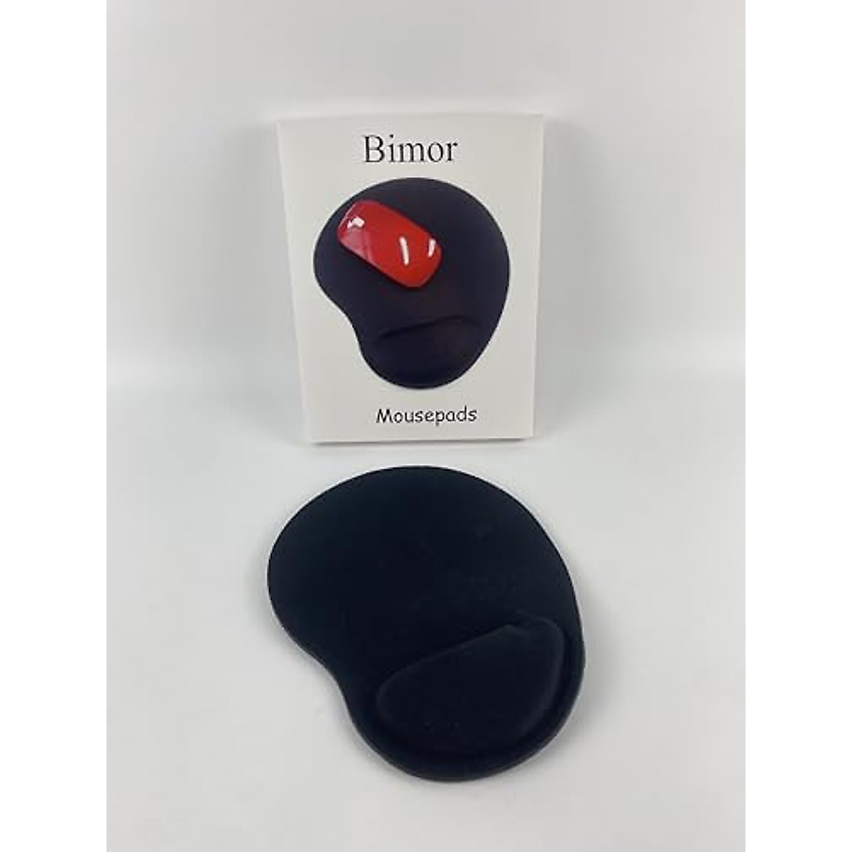 Bimor Mousepads Mouse Pad with Wrist Rest Support, Gel Mouse Pads with Non-Slip PU Base, Pain Relief Memory Foam Mousepad for Laptop PC, Cute Office Supplies Desk Accessories Jet Black