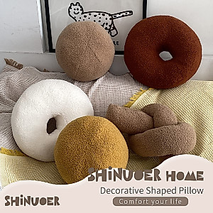 SHINUOER Knot Pillow,Soft Knot Plush Throw Pillow Boucle Knot Shaped Pillows Knotted Long Decorative Throw Pillows Cushion for Couch Sofa Bed Room Decor (Chocolate)