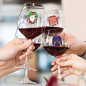 Drink Markers - Holiday Static Cling Glass Stickers - Reusable Wine Clings - Funny Christmas Ugly Sweater (Vinyl, Set of 12)