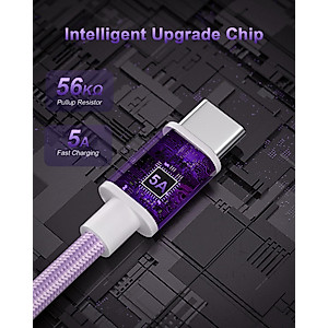 USB C to USB C Cable - 100W Type C to C Fast Charging Cable for iPhone 15 Pro Max/Plus Samsung S23 iPad Pro iPad Air/Mini MacBook Pro/Air Google Pixel Chromebook (PD 6.6Ft Nylon Cord, Purple)