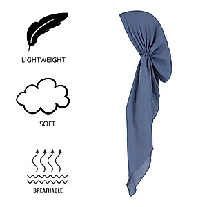 Madison Headwear Pretied Hair Scarves For Women Featuring A Unique Sparkly Foil Finish And Stretchy Ribbed Fabric (Crimped Solid DENIM)