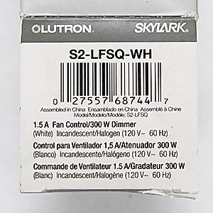 Lutron S2-Lfsq-Wh Skylark Dimmer & Fan Control, White
