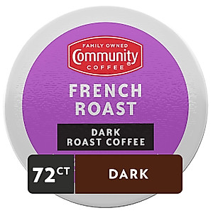 Community Coffee French Roast 72 Count Coffee Pods, Extra Dark Roast, Compatible with Keurig 2.0 K-Cup Brewers, 12 Count (Pack of 6)