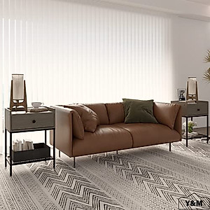 Y&M Nightstand, 1PC 2-Tier Side Table with Drawer, Modern Bedside Table Night Stand Storage Shelf for Small Spaces, Bedroom, Living Room, Wooden Accent Table with Metal Frame - Gray and Black