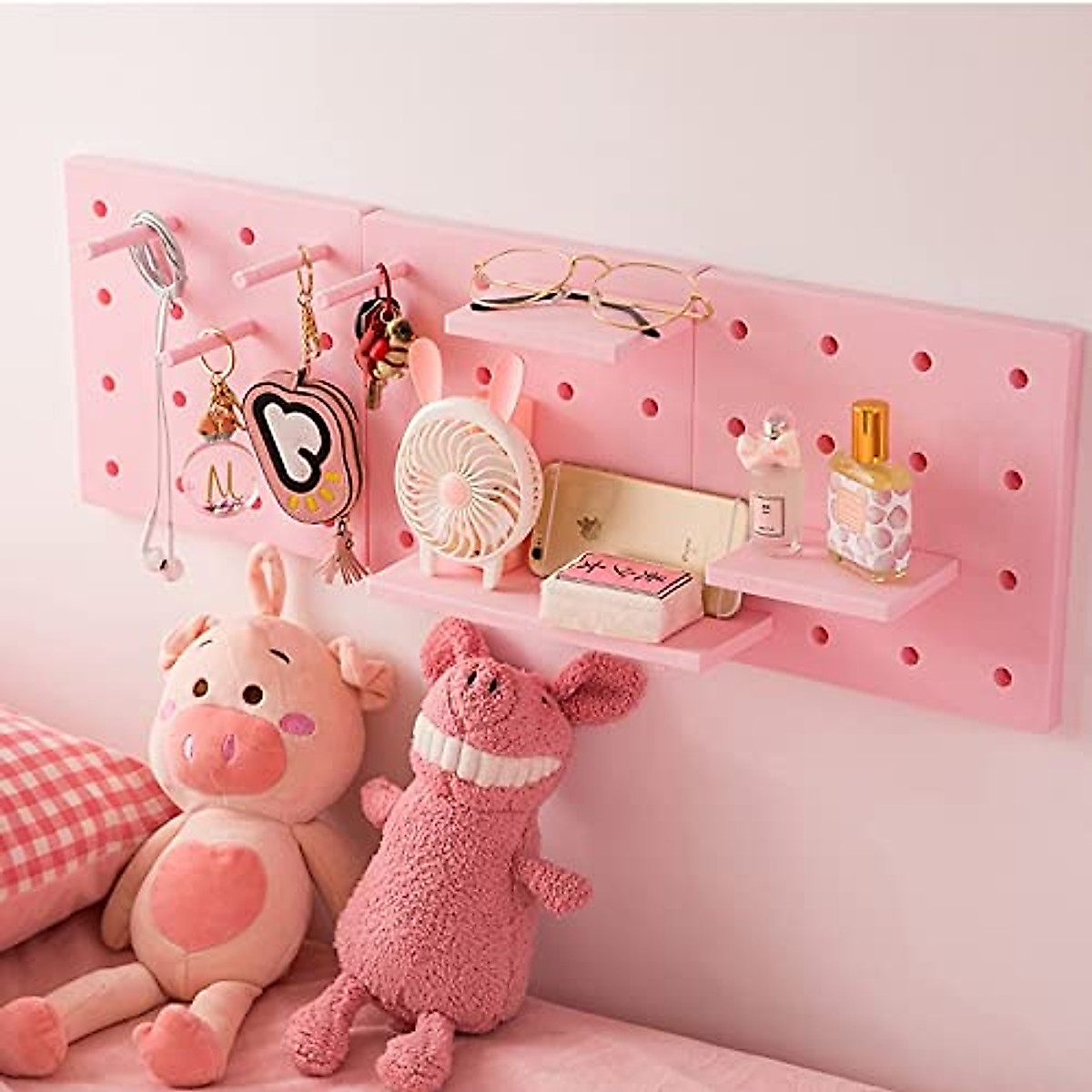 JHTPSLR DIY Shelves for Wall 8.7 inch Cute Kawaii Wall Storage Racks and Shelving No Drill No Damage Shelf Rack Multi-Layer Easy Assembling for Teen Girls Room Bedroom Dorm Balcony (Pink)