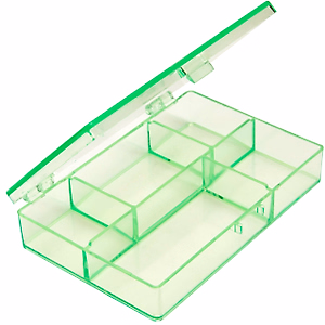 Eucatus Mini 5-Grid Plastic Storage Box for Beading and Diamond Painting. Green Countertop or Drawer Storage for Beads, Nail Art, Jewelry Hardware and Supplies