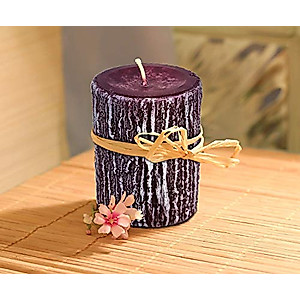 Hyoola Timberline Pillar Candles - 6 Pack - Purple Pillar Candles - European Made Rustic Pillar Candle - 3 Inch x 5 Inch