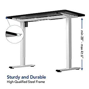 FLEXISPOT Electric Black Standing Desk Whole Piece 55 x 28 Inch Desktop Adjustable Height Desk Home Office Computer Workstation Sit Stand up Desk (White Frame + 55" Black Top, 2 Packages)