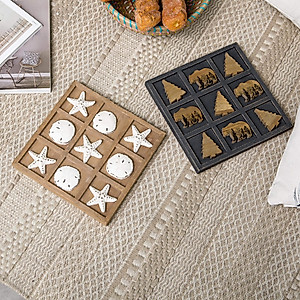 NIKKY HOME Cute Bear Decorative Wooden Board Travel Game Tic Tac Toe for Fun