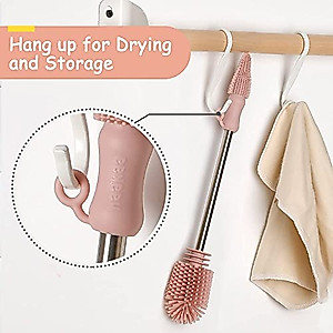 haakaa Cleaning Brush Silicone Bottle Brush Double-Ended Soft Silicone Bristles for Breast Pumps, Breast Milk Collectors, Baby Bottles, Teats, Breastmilk Storage Bags, Detachable - Blush, 1pk
