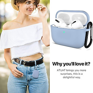 ATUAT for AirPods Pro 2nd Generation Case Cover, Protective Silicone Skin Accessories with Keychain for Women Men for Apple AirPods Pro Gen 2(2022), Front LED Visible-Light Blue