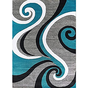 GLORY RUGS Modern 8x10 Area Rug Bedroom & Living Room Carpet with Swirls in Turkaz Grey | Contemporary Dining Accent Sevilla Collection 4817A