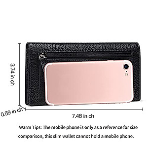GOIACII Wallets for Women RFID Blocking Ultra Slim Real Leather Credit Card Holder Clutch