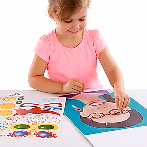 Melissa & Doug Make-a-Face Sticker Pad - Fashion Faces, 20 Faces, 5 Sticker Sheets - FSC Certified