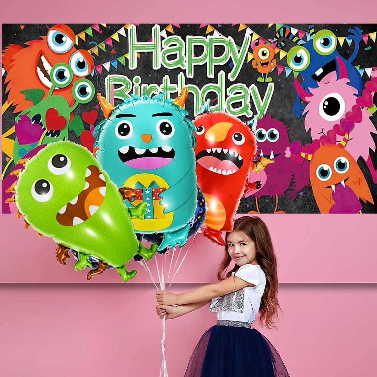 N05280-DXQ-MonsterBash Monster Bash Birthday Party Supplies Decorations Cake Topper Balloons Favors Backdrop Banner Decor