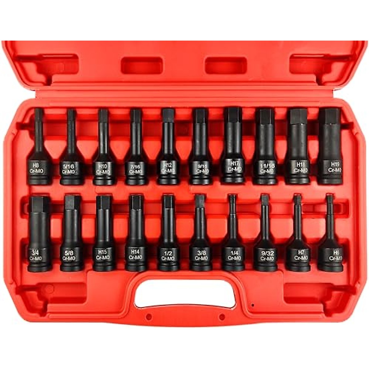 SEKETMAN 20Pcs 1/2" Drive Master Impact Hex Bit Set，Allen Bit Socket Set，1/4" - 3/4", 6mm - 19mm，SAE/Metric， Cr-Mo