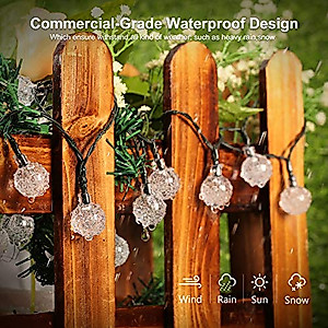 Joomer Solar String Lights Outdoor 100LED 72ft Crystal Globe Lights with 8 Lighting Modes, Waterproof Solar Powered Patio Lights for Outdoor Garden Yard Porch Wedding Party Home Decor (White)
