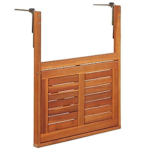 vidaXL - Foldable Hanging Balcony Table - Solid Acacia Wood - Weather Resistant Outdoor Furniture - Coffee Table/Worktop - Easy Assembly