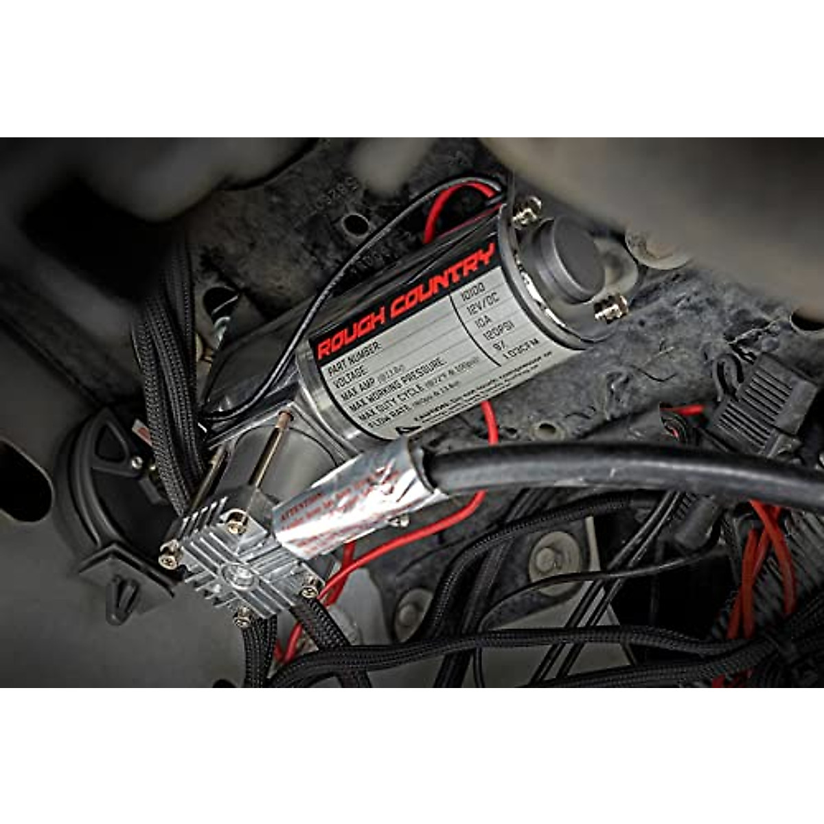 Rough Country Onboard Air Bag Compressor w/Gauge | Air Spring Compressor - 10100 Silver