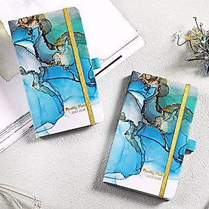 Pocket Planner/Calendar 2023-2026 - Monthly Pocket Planner/Calendar with 63 Notes Pages, Jul. 2023 - Jun. 2026, 3.8" x 6.4", 3 Year Monthly Planner with Inner Pocket + Pen Hold - Teal Waterink