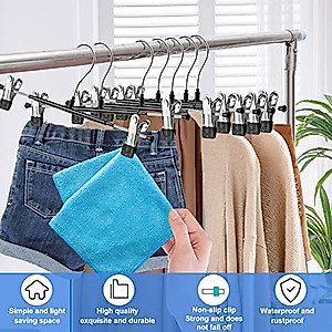 20Pack Pants Hangers,Skirt Hangers with Clips,Rubber Cover Metal Trouser Clip Hangers,Adjustable Clips Hangers,Heavy Duty Pants Skirt Hangers Ultra Thin Space Saving for Skirt Jeans Adult