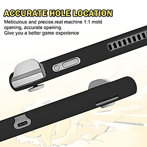 DLseego Flash Pika Switch Lite Protective Case Cool Soft TPU Shell Shockproof Scratch Resistant Cover Joy Con Japanese Amine Skin with 2PCS Lovely Cartoon Thumb Grips Caps for Switch 2019 - Black