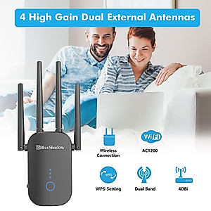 WiFi Extender 1200mbps| Covers Up to 1000 Sq. Ft and 20 Devices | WiFi Extender Signal Booster for Home |Ethernet Port, Access Point and Wall Plug