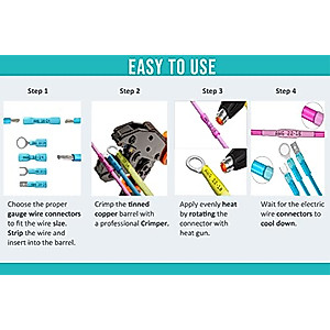 Clamply 530Pcs Heat Shrink Wire Connectors Kit, (22-10 AWG) Waterproof Marine Grade Electrical Connectors, Fork Ring Wire Crimp Butt Connectors for Automotive Boat Truck Wiring Stereo Wire Joints