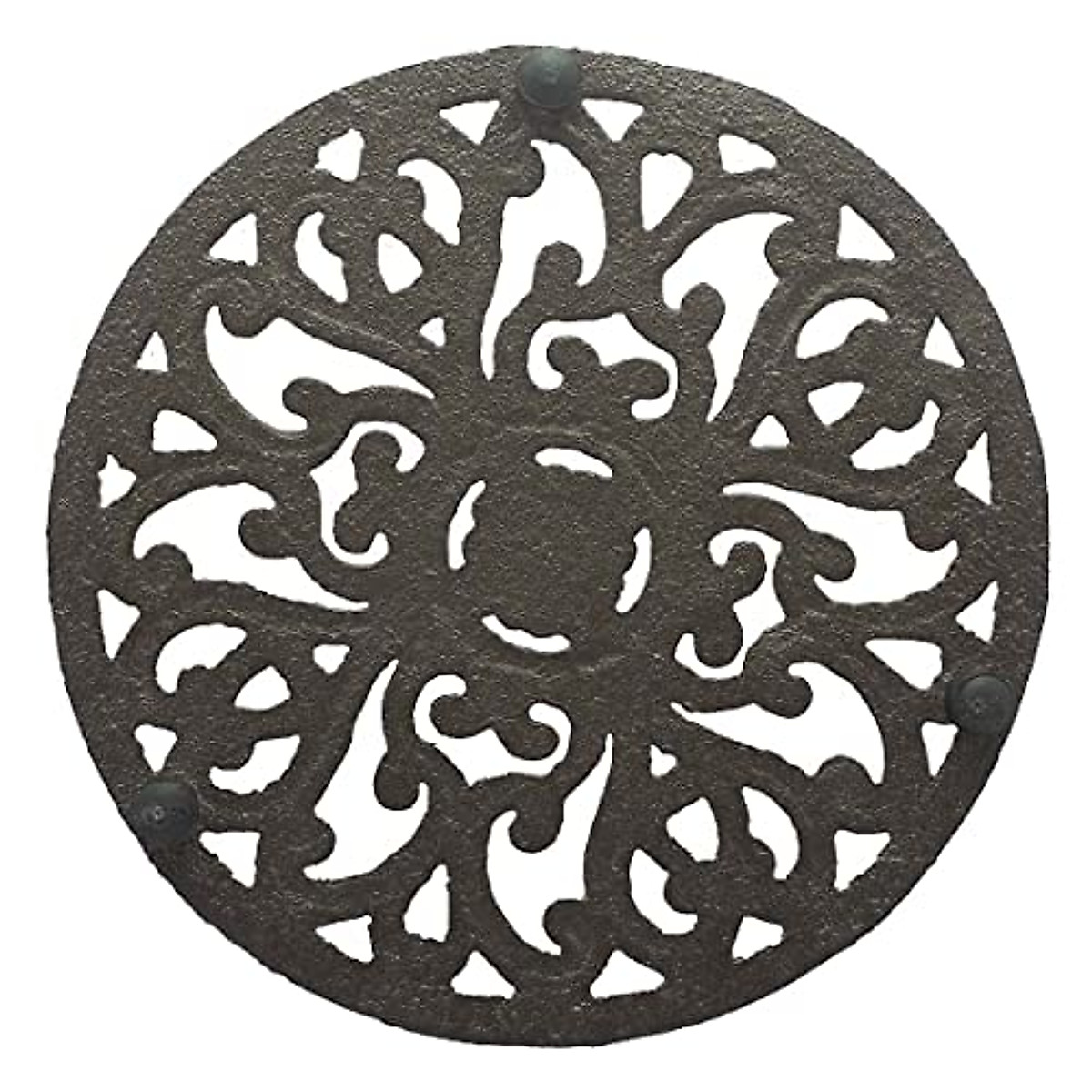 Cast Iron Trivet, Vintage Cutout Pattern Cast Iron Insulation Pad, Dutch Oven Trivet, Removable Rubber Legs Cast Iron Trivet, 2 Pack 7 Inches Trivet, Plates to Protect Table