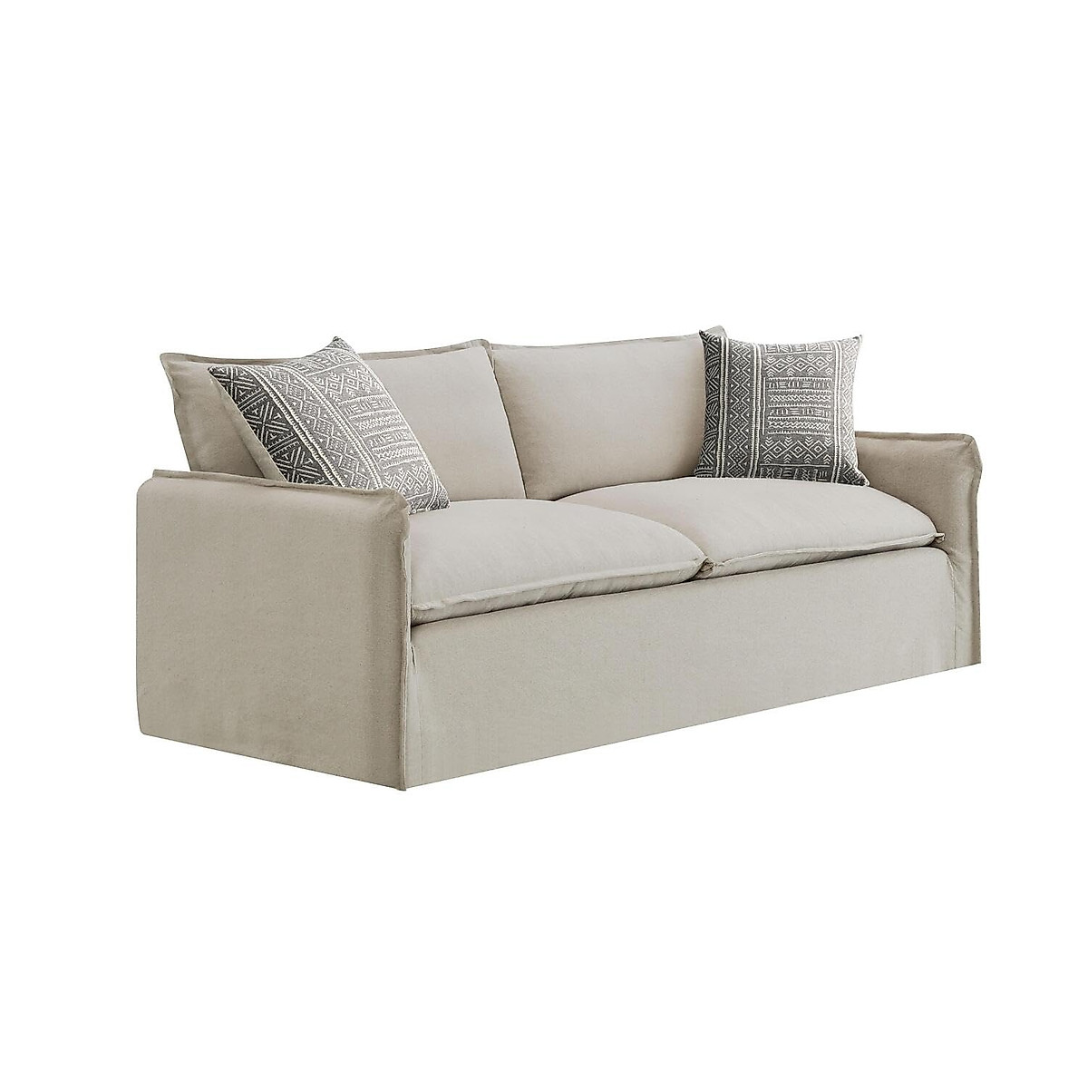 Acme Upendo Contemporary Linen Fabric Sofa with 2 Pillows in Beige