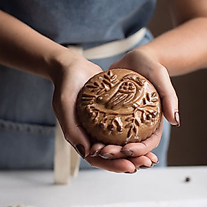 ROTORS Wooden Animal Cookie Molds,Press Type Cookie Cutter With 3D Hen, Bird,Rabbit,Fish Design,Wood Biscuit Molds With Good Wishes for Baking (Bird)