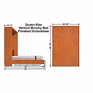 Murphy Bed Queen Size Hardware Kit - DIY Wood Frame Folding Cabinet Wall Bed for Guestroom Easy to Build, Made in USA