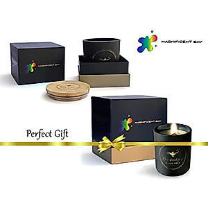 Scented Candles for Men Extra Large 11 oz 70+ Hours Burn Time Wood Wick Luscious Coffee Scented Candles Magic Vela Scented Candle by Magnificent Bay.Gifts for Women and Men.