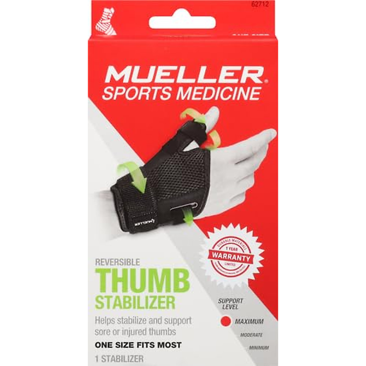 MUELLER Adjust-to-Fit Thumb Stabilizer - Unisex, Black, One Size Fits Most, Ideal for De Quervains Tenosynovitis Brace, Thumb Brace for Arthritis Pain and Support, Can be Worn on Both Hands, Black