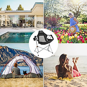 KingCamp Hammock Camping Chair Folding Rocking Chair Heavy Duty Portable Swing Recliner Chair with Pillow for Outdoor Lawn Backyard Picnic, Black